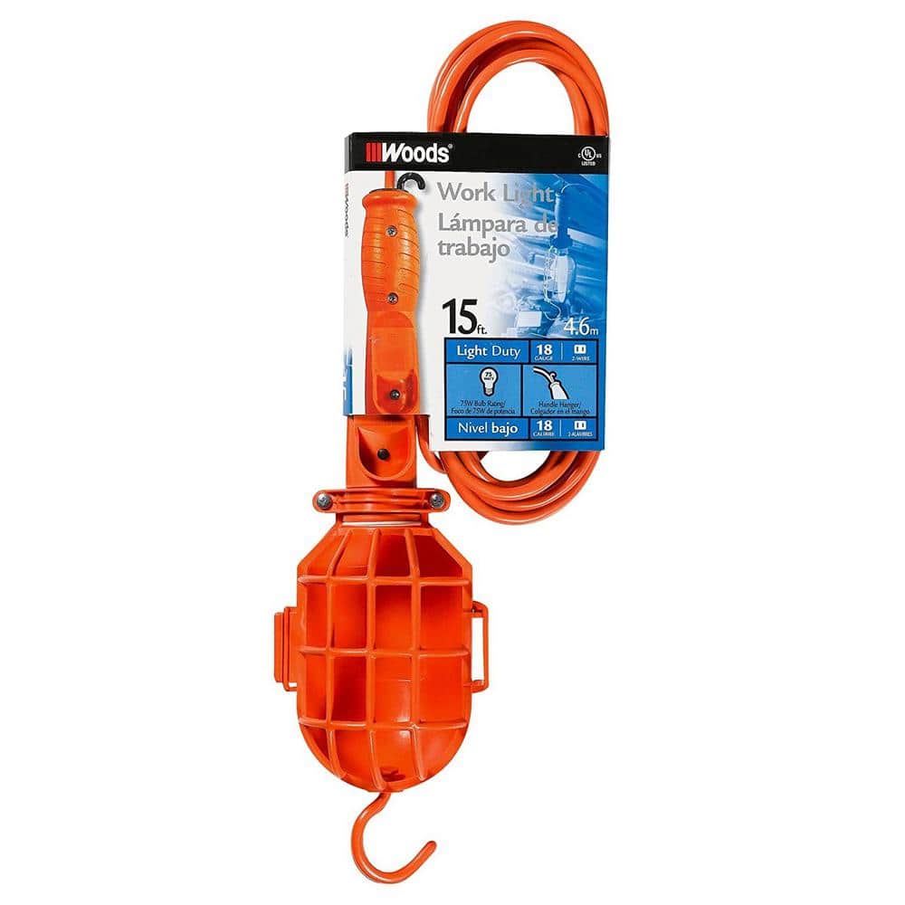 Woods 75-Watt 15 ft. 18/2 SJTW Incandescent Portable Guarded Trouble ...