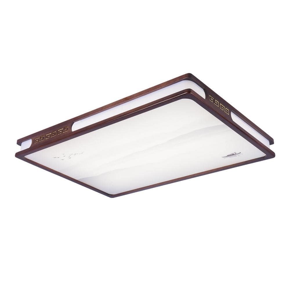 OUKANING 40.15 in. Brown Modern Square Flush Mount Dimmable LED Ceiling ...