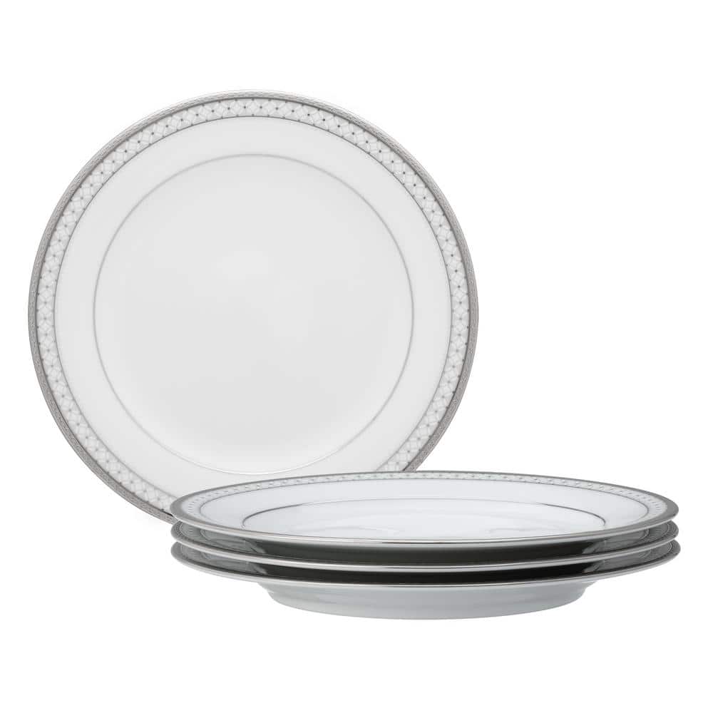 Noritake Rochester Platinum 8.25 in. (White) Porcelain Salad Plates ...