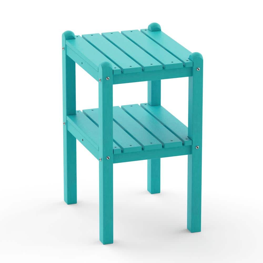 Cesicia Lake Blue Plastic Outdoor Double Side Table with Weather ...