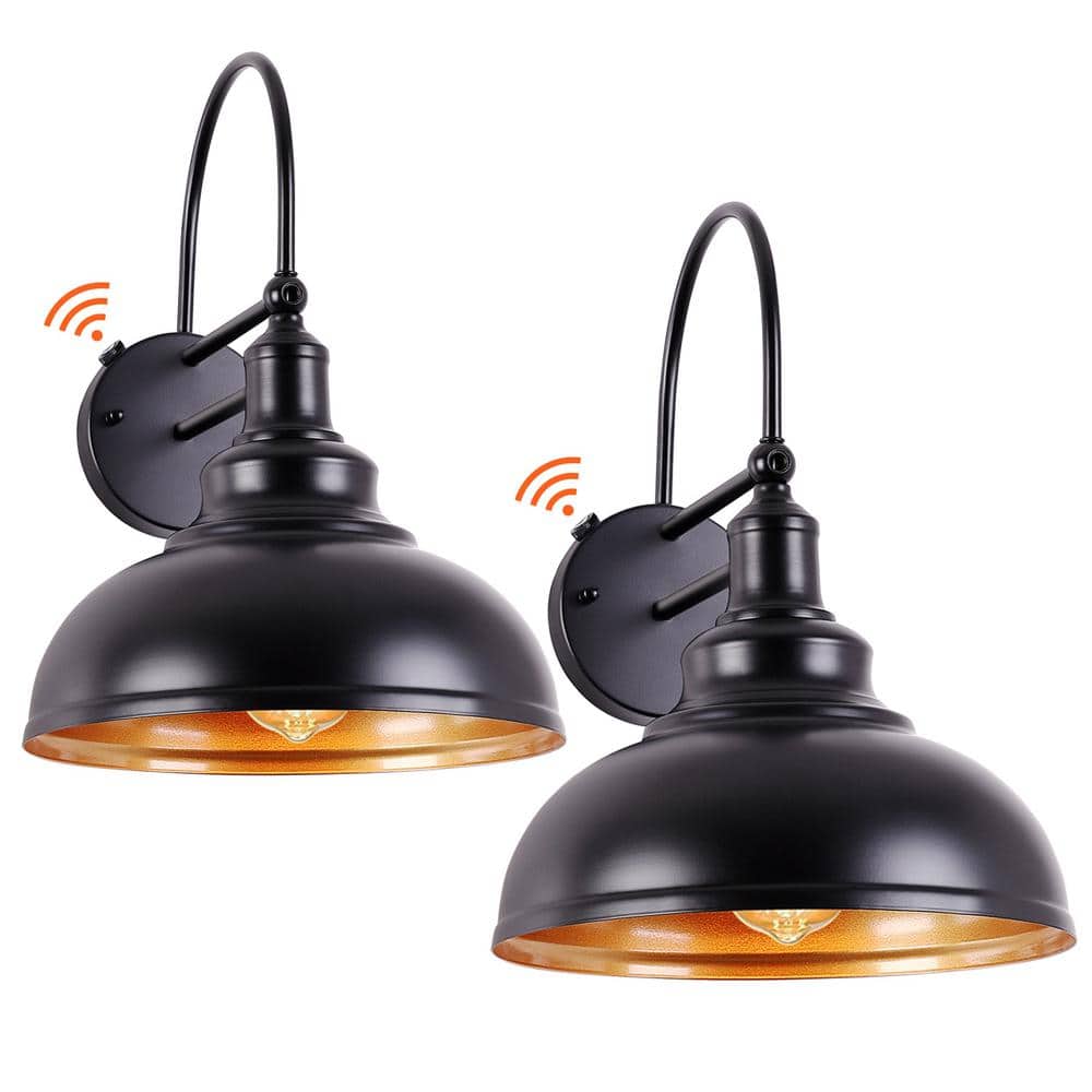 HKMGT Industrial Black Dusk to Dawn Outdoor Hardwired Wall Barn Sconce ...