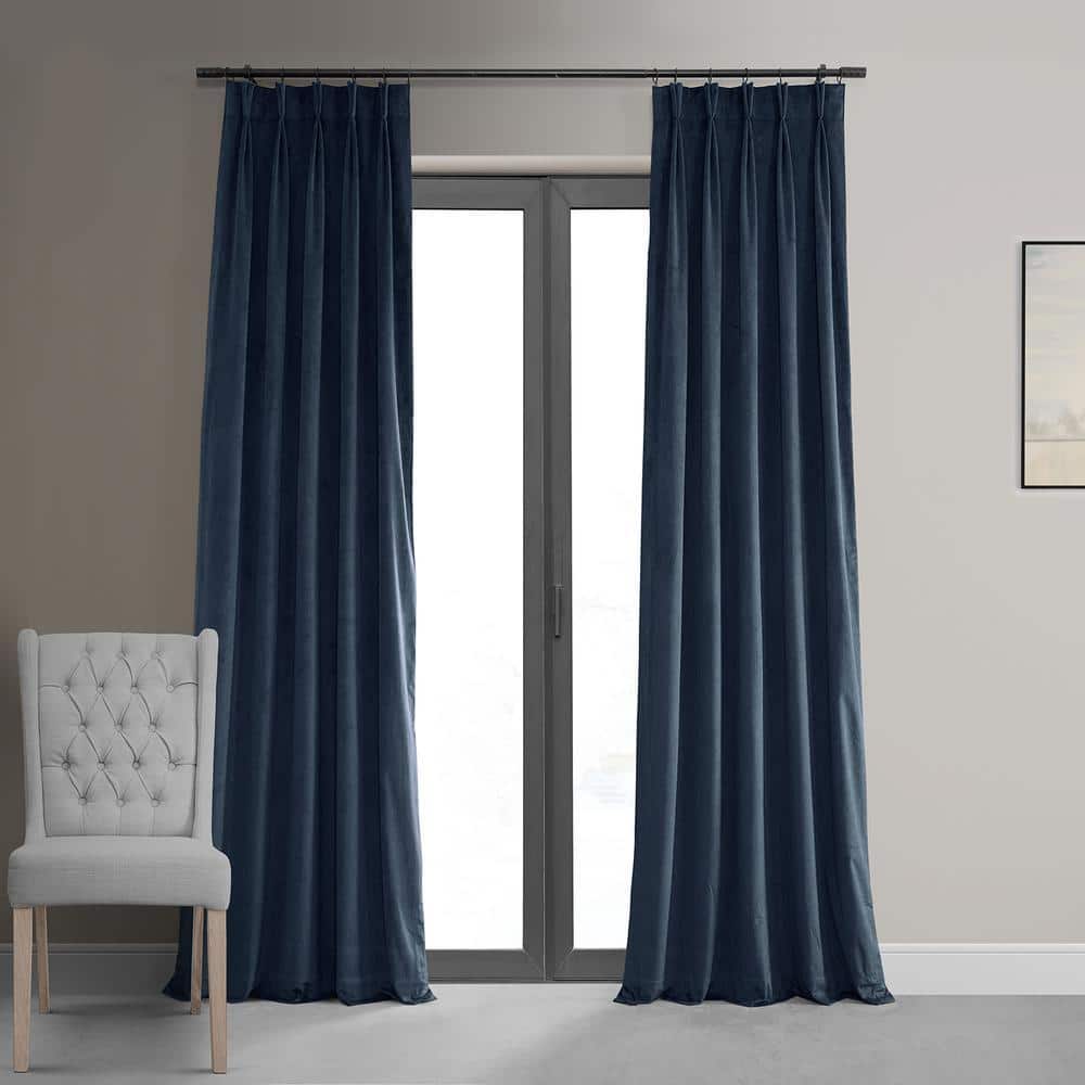 Exclusive Fabrics & Furnishings Midnight Blue Velvet Pinch Pleat ...