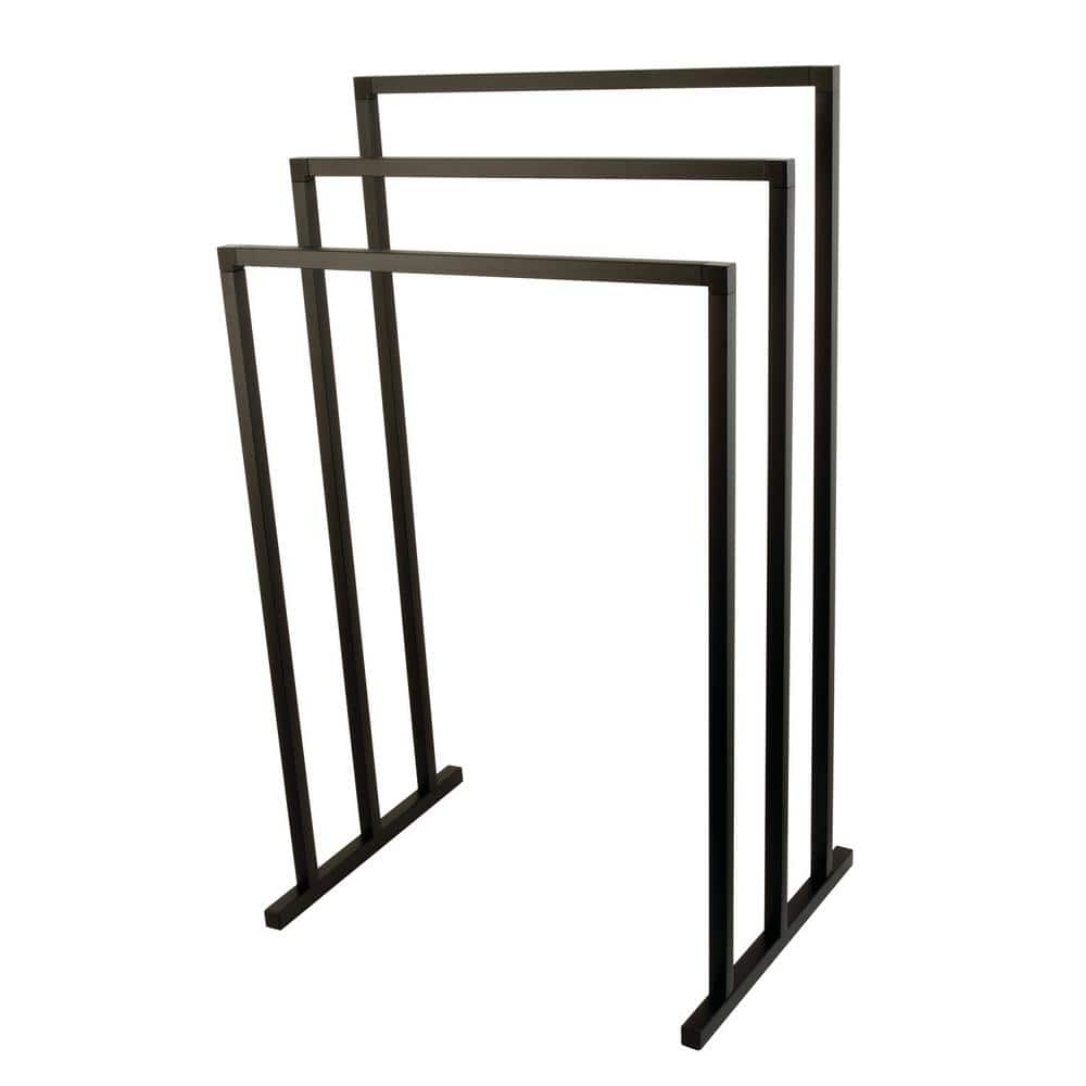 Kingston Brass Edenscape Pedestal 3-Bar Towel Rack in Matte Black ...