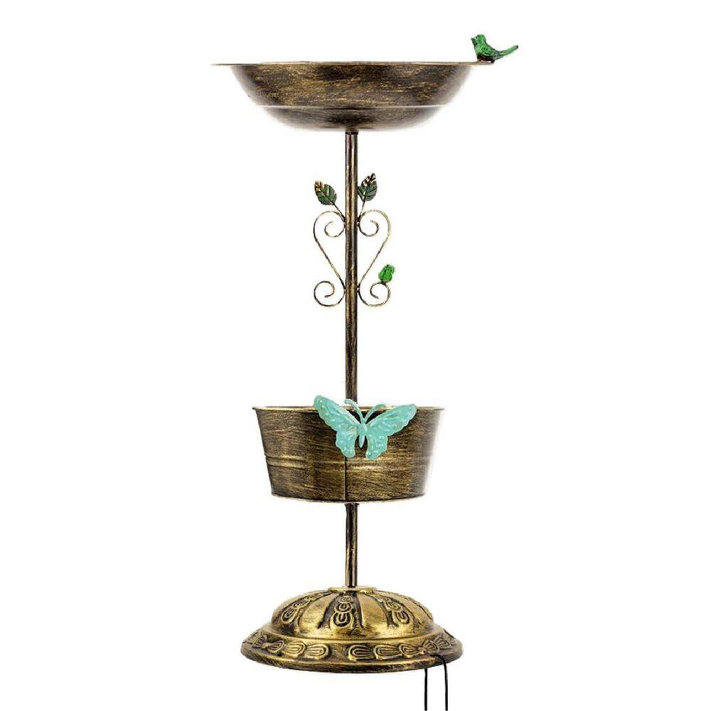 SANDTON GEWN LLC 13 in. Dia Metal Bird Baths for Outdoors Copper ...