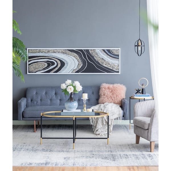 Elongated Landscape Silver Framed Oil Painting Wall Art Print Silver ...