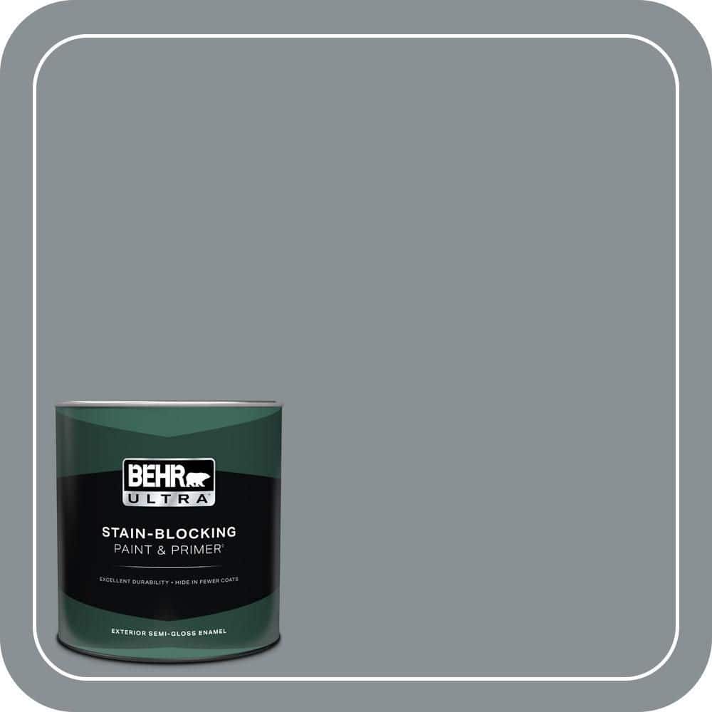 BEHR ULTRA 1 qt. #MQ5-29 Gotham Gray Semi-Gloss Enamel Exterior Paint ...