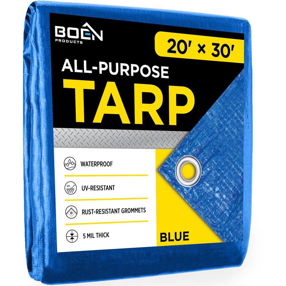 Reviews for BOEN Heavy Duty Blue Poly Tarp Cover 20 ft. W x 30 ft. L ...