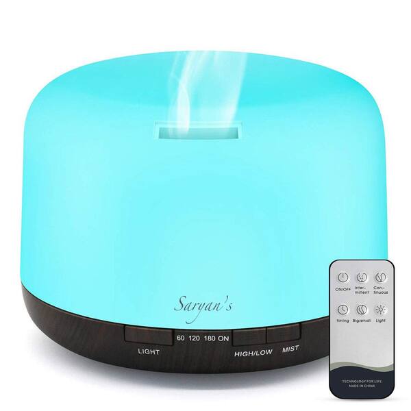 Huma04 300 ml Dark Wood Grain 7 Color Changing Humidifier with Remote ...
