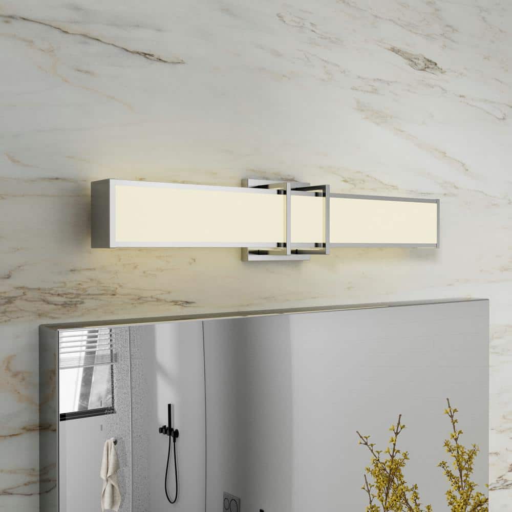 LANSEKI Kole 23.6 in. Modern 1-Light Chrome Integrated LED Vanity Light ...