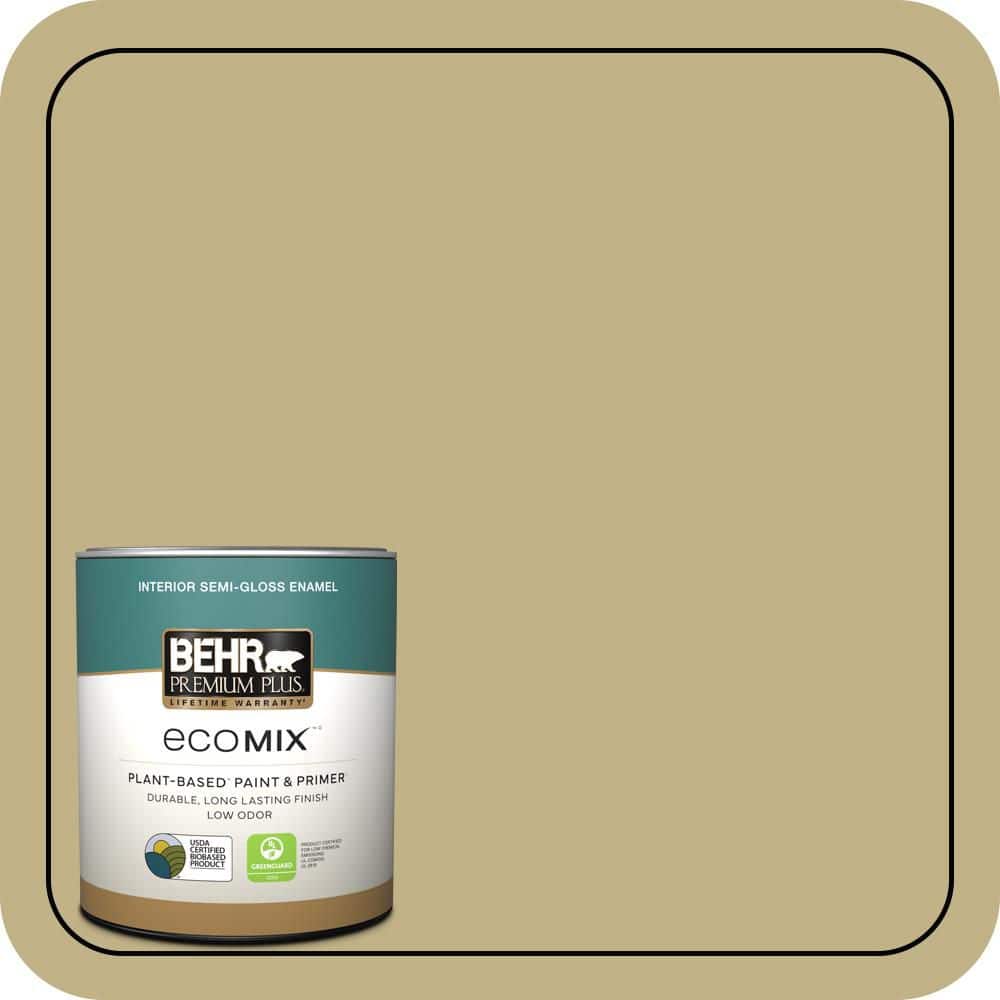 BEHR PREMIUM PLUS 1 qt. #380F-5 Harmonic Tan Semi-Gloss Enamel EcoMix ...