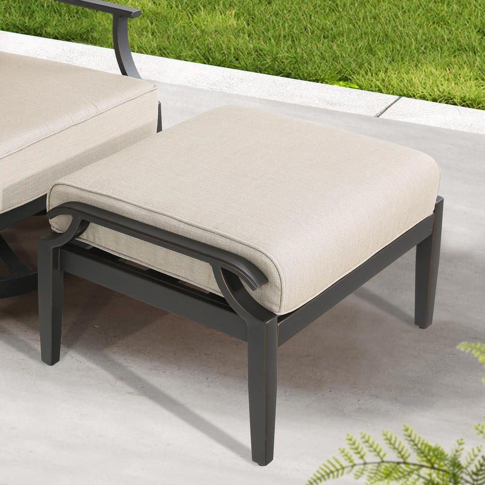 ULAX FURNITURE Tamarin Aluminum Outdoor Ottoman with Sunbrella Cushion ...
