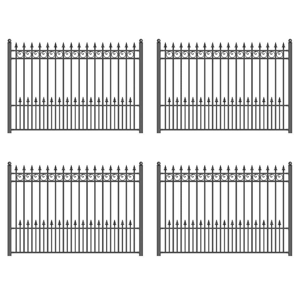 ALEKO 32 ft. x 5 ft. Prague Style Security Fence Panels Steel Fence Kit ...