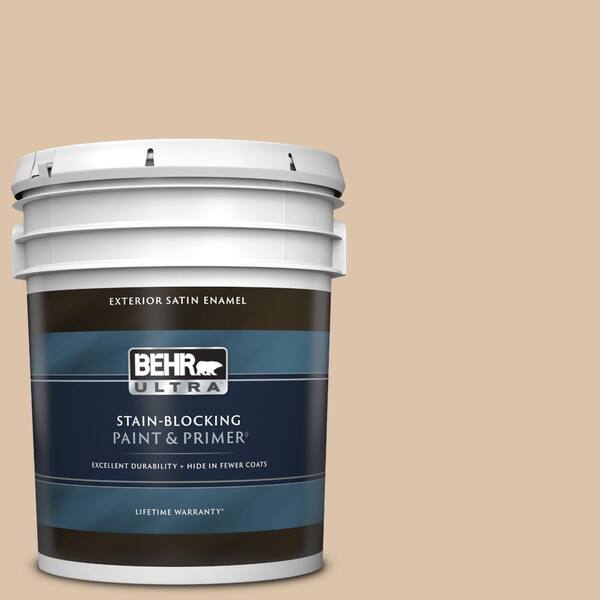 BEHR ULTRA 5 gal. #PPU4-08 Plateau Satin Enamel Exterior Paint & Primer ...