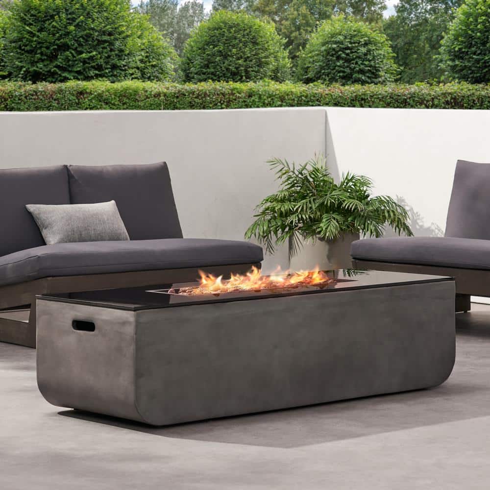 Sungrd 56 in. Outdoor Rectangle Gas Burning Fire Pit Patio Concrete ...