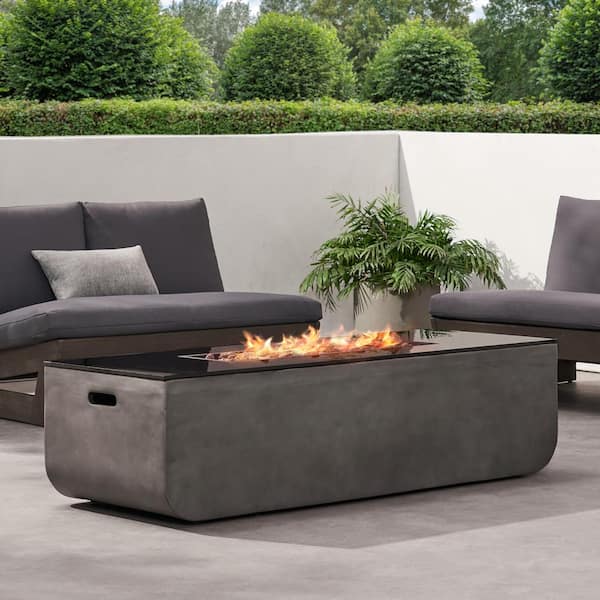 Sungrd 56 in. Outdoor Rectangle Gas Burning Fire Pit Patio Concrete ...