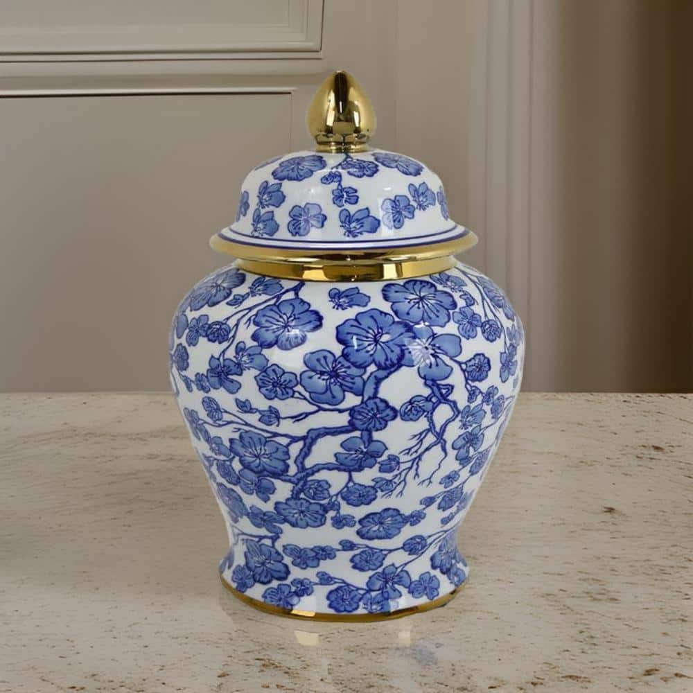 Benjara Ceramic Jar with Lid BM312581 - The Home Depot