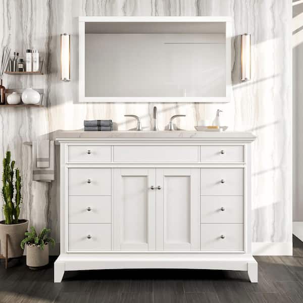Eviva Elite Stamford 42 in. Single Sink White Bath Vanity with Double ...