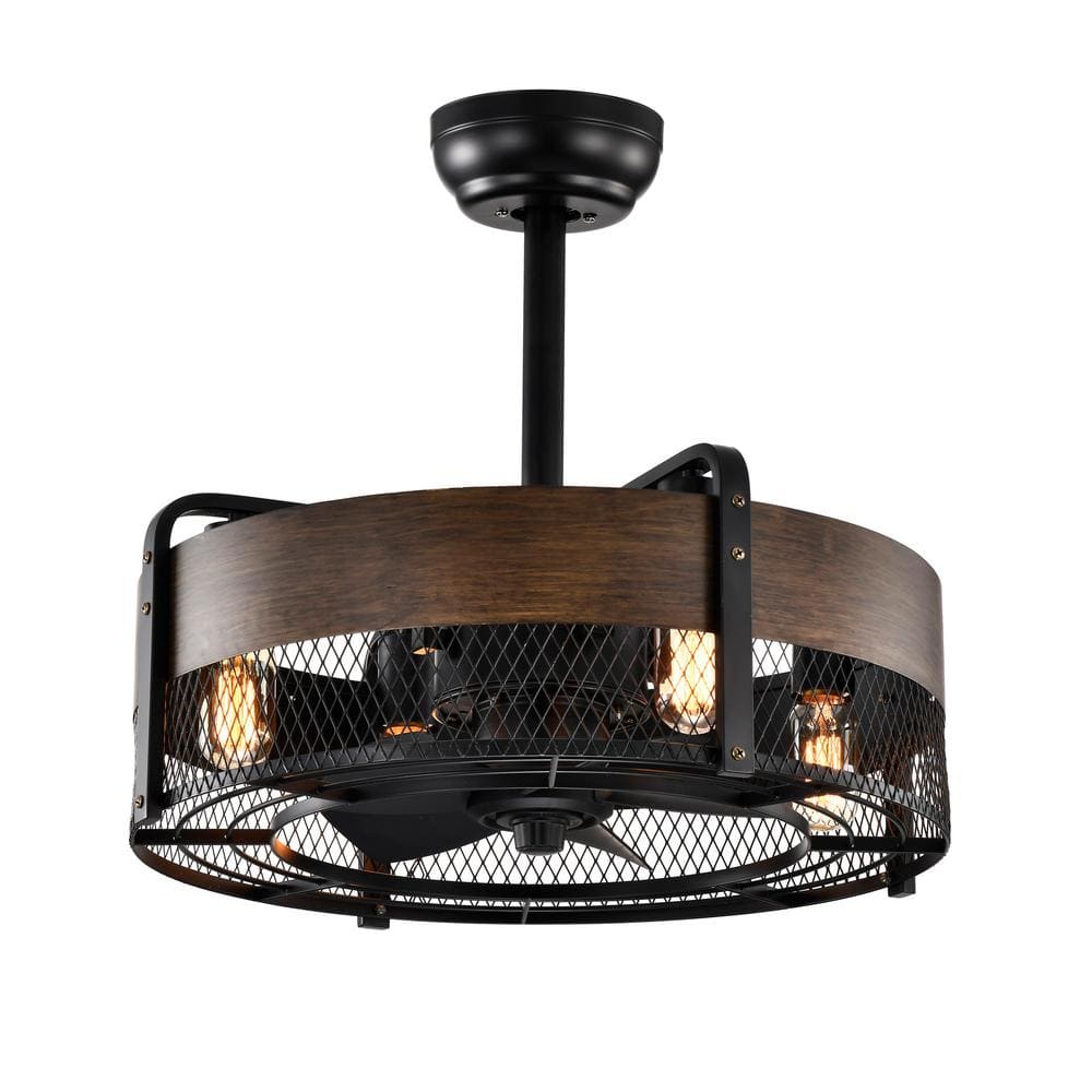 Staykiwi 18 in. Smart Indoor Matte Black Caged Ceiling Fan with ...