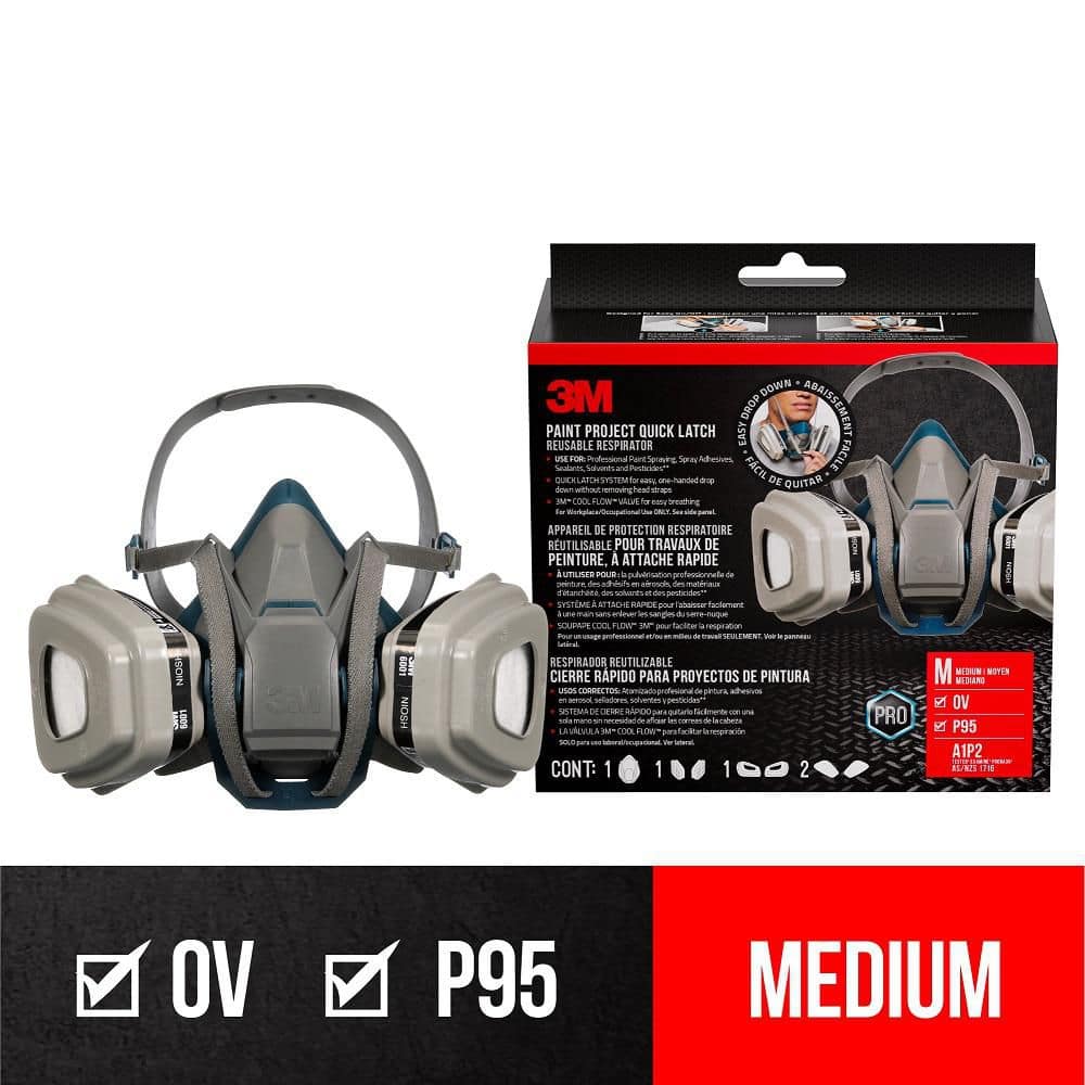 3M Paint Project Quick Latch Reusable Respirator 6502QL, OV/P95 ...