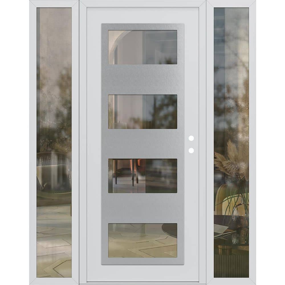Tessari Doors C2 68 in. x 80 in. Silver P-Left-Hand/Inswing Clear Glass ...