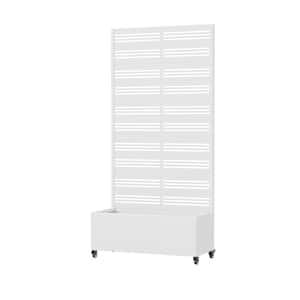 Lirago 72 in. H x 35 in. W White Outdoor Galvanized Steel Privacy ...