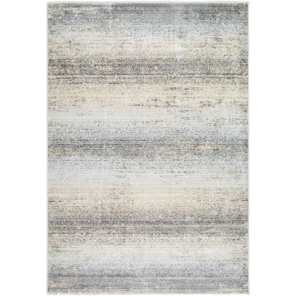 Livabliss Rojin Oatmeal;Light Slate Striped 8 ft. x 10 ft. Indoor Area ...