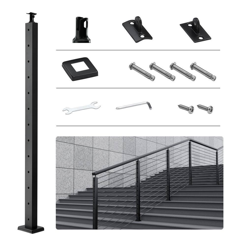 VEVOR Stainless Steel Railing Stairs 42 in. x 0.98 in. x 1.97 in. Cable ...