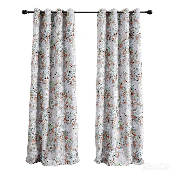 Multi-Colored Polyester 52 in. W x 84 in. L Floral Window Curtain ...