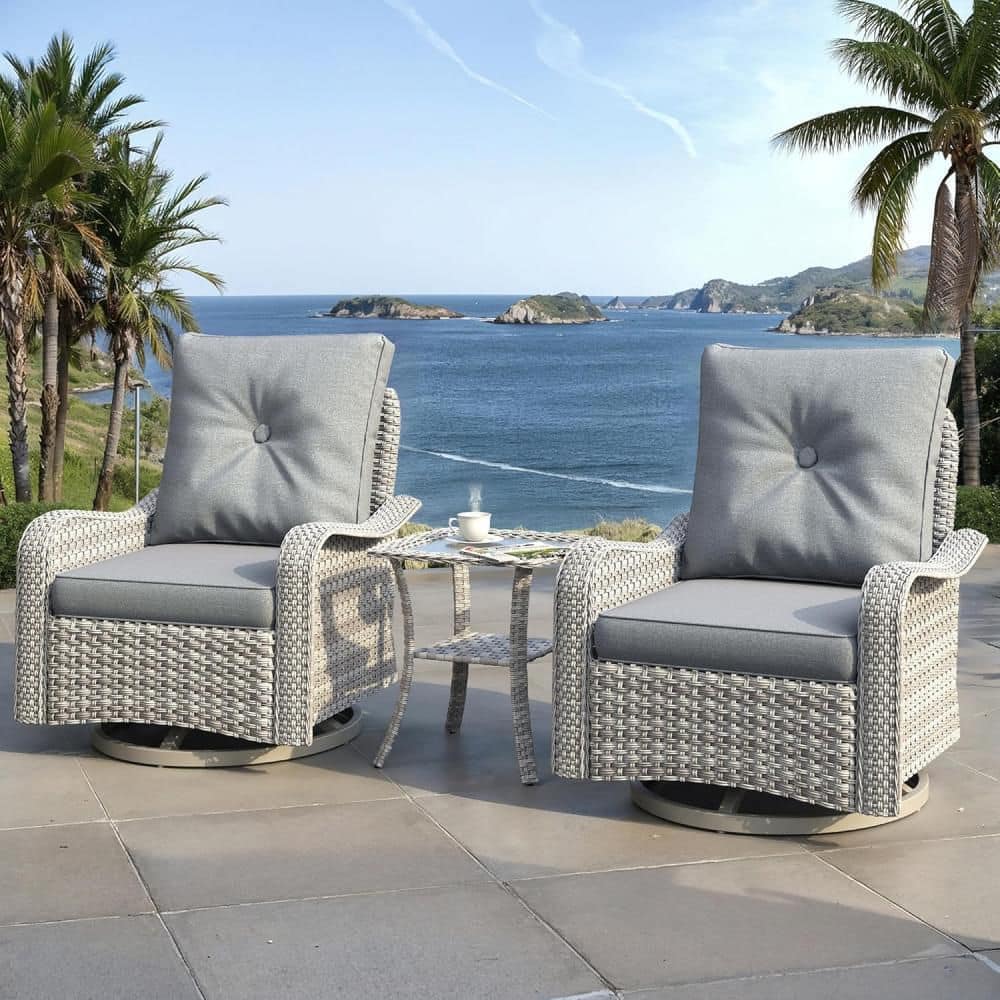 Maison Backyards 3 Piece Outdoor Wicker Patio Furniture Set, High Back ...