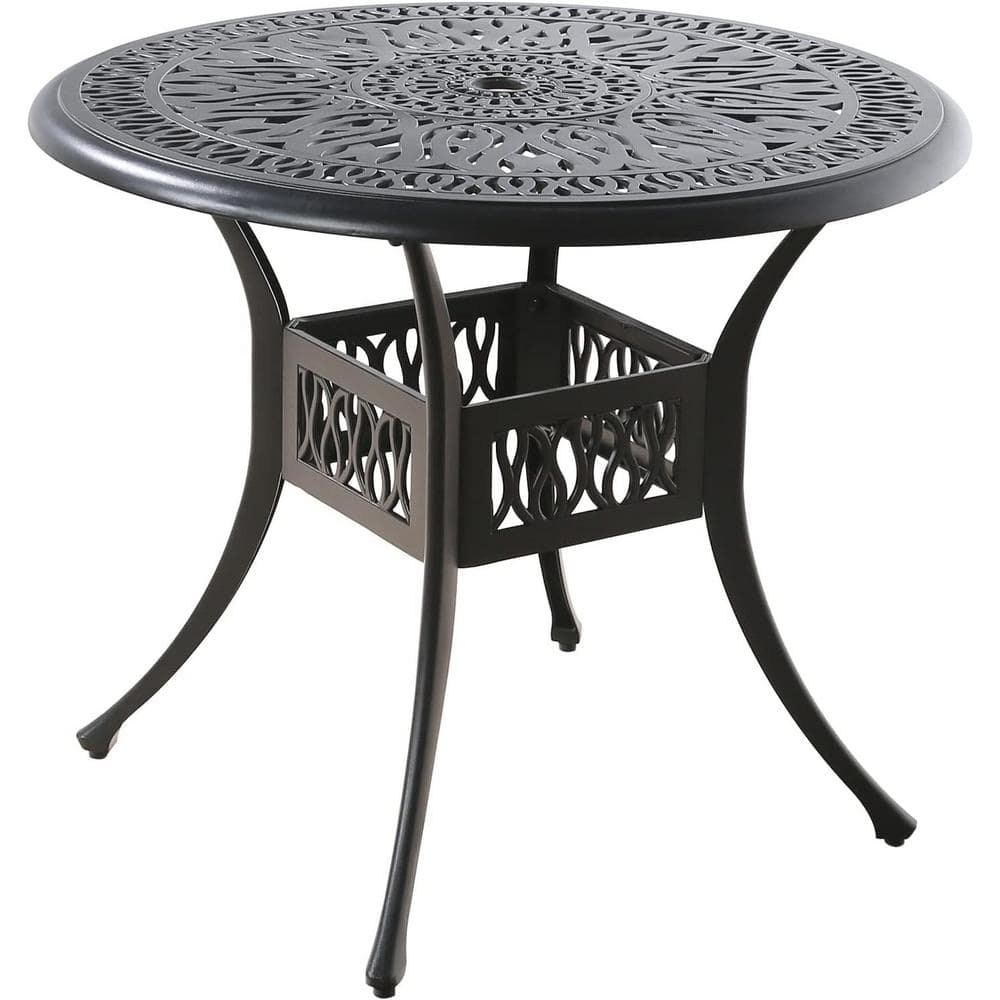 TIRAMISUBEST Round Aluminum 35.5" x 35.5" x 29.5" Outdoor Dining Table ...