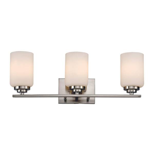 Bel Air Lighting Mod Pod 22 in. 3-Light Brushed Nickel Bathroom Vanity ...
