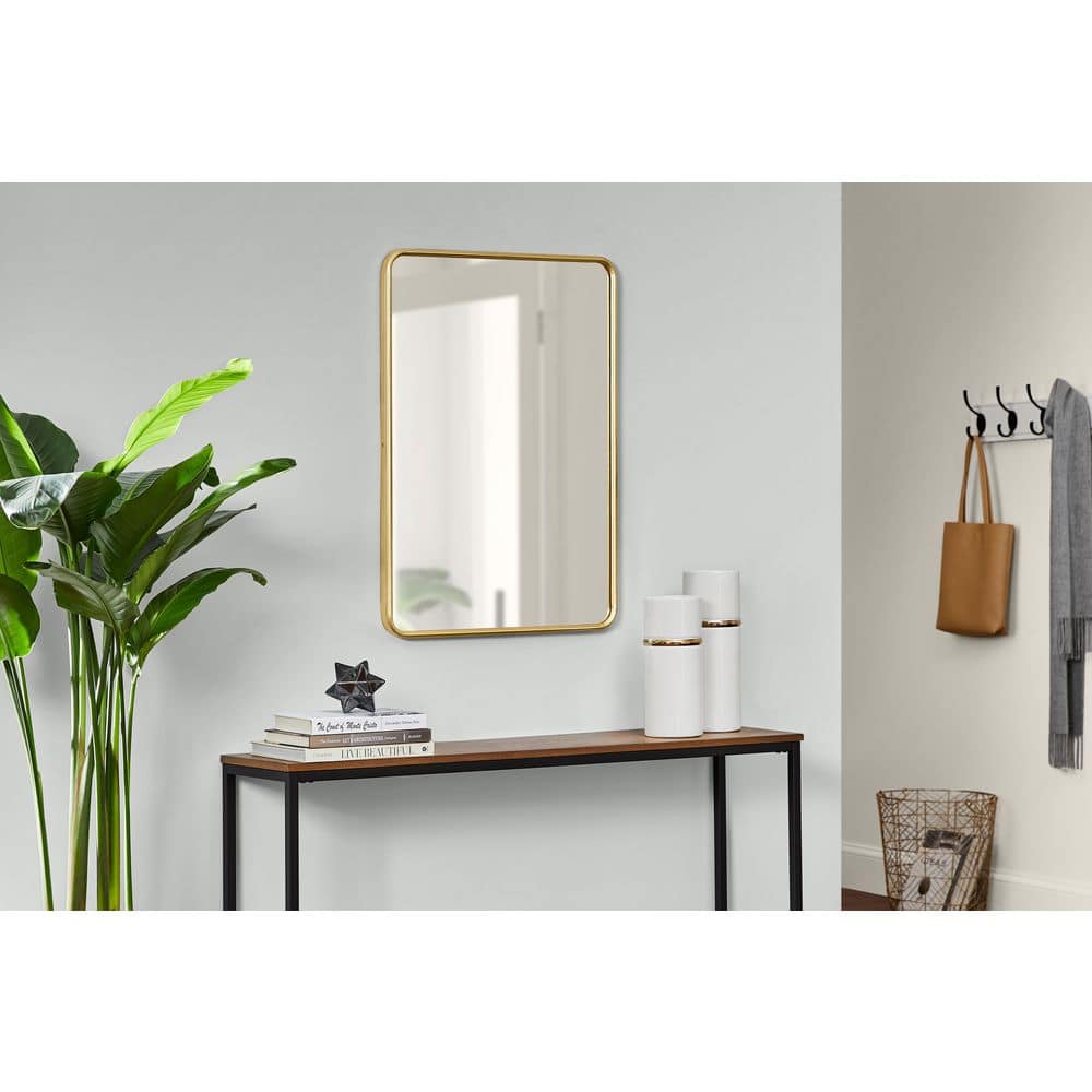 Home Decorators Collection Medium Rectangle Gold Framed Mirror (22 in ...