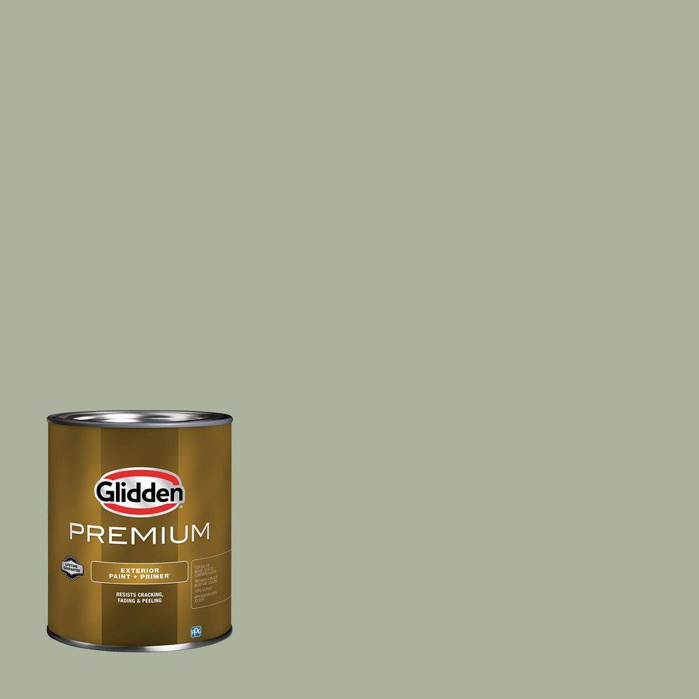 Glidden Premium 1 qt. PPG1127-4 Gargoyle Satin Exterior Latex Paint ...