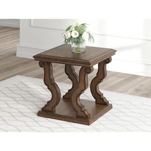 Signature DESIGN BY ASHLEY Jorlaina 26 in. Brown Square Wood End Table with Pedestal T922-2 ...