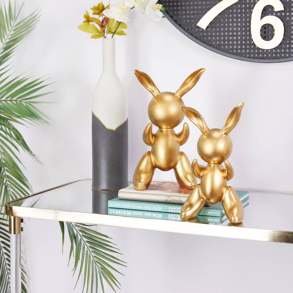 CosmoLiving by Cosmopolitan Gold Porcelain Abstract Balloon Rabbit ...
