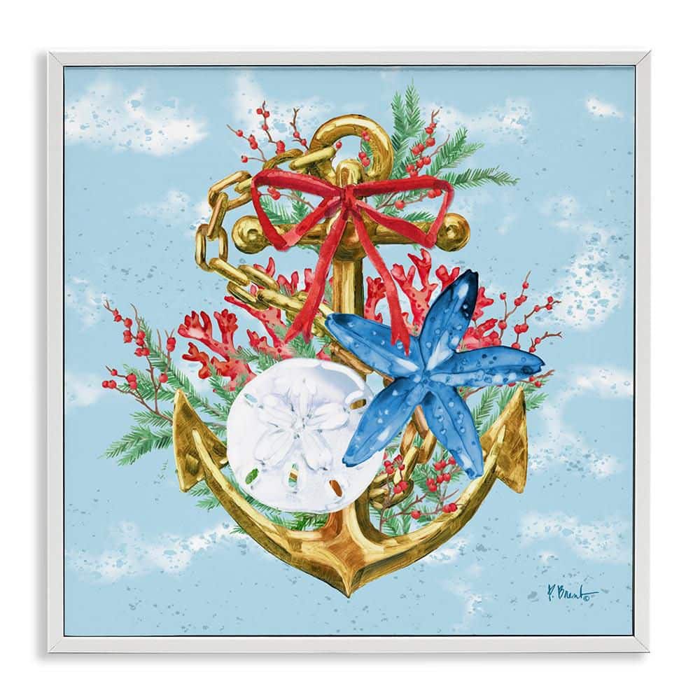 Stupell Industries Holiday Submerged Anchor by Paul Brent White Framed Coastal Giclee Art Print ...