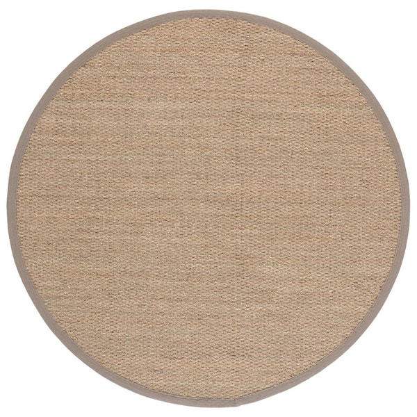 SAFAVIEH Natural Fiber 6 ft. x 6 ft. Natural/Gray Abstract Solid Border ...