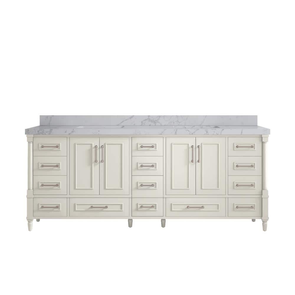 Willow Collections Hudson 84 in. Double Sink Freestanding Alabaster ...