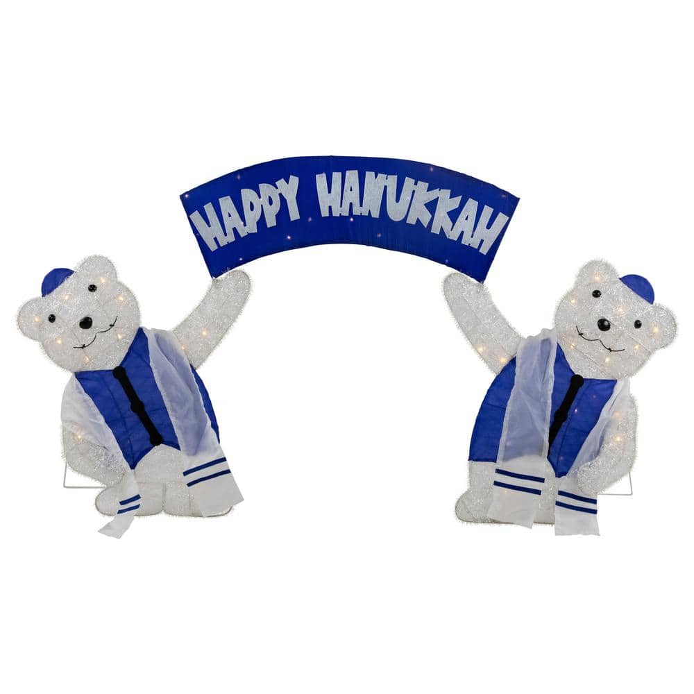 Northlight 30 in. LED Lighted Polar Bear Happy Hanukkah Sign Outdoor ...