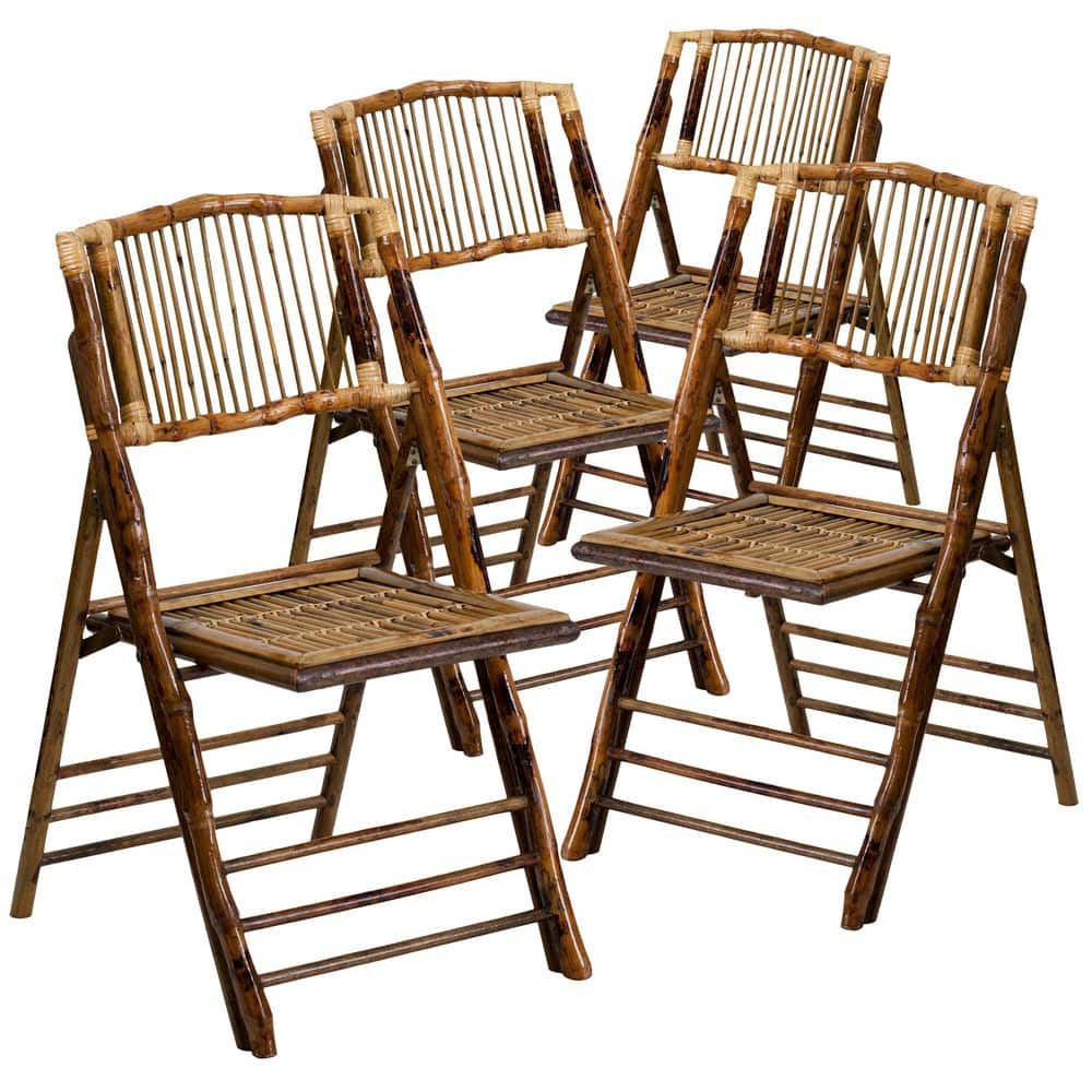 Carnegy Avenue Bohemian Bamboo Folding Dining Chairs with Curved Backs ...