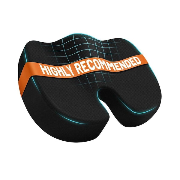 Black Memory Foam Non-Slip Seat Cushion with Ergonomic Design for ...