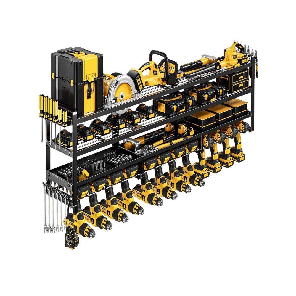 YICHUHAOXI 4-Tier 14.68 in. Black Metal Heavy Duty 600 lbs. Load Drill ...