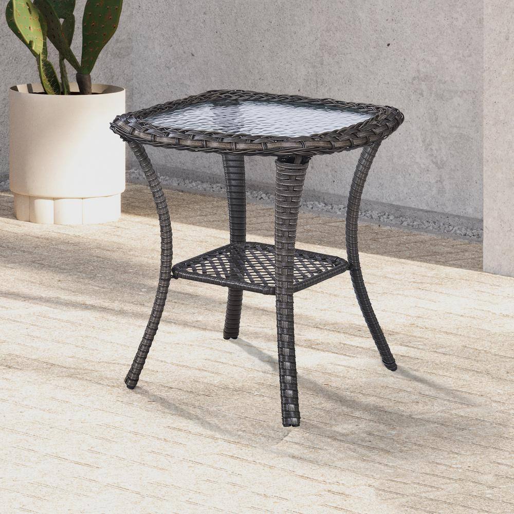 Gymojoy Square Wicker Outdoor Side Table PW026 - The Home Depot