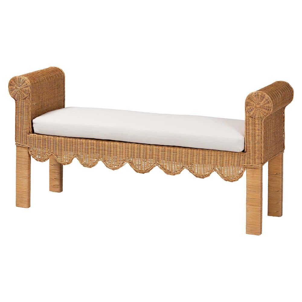 bali & pari Reiko Light Honey Rattan Bench 57.1 in. 259-14133-HD - The ...