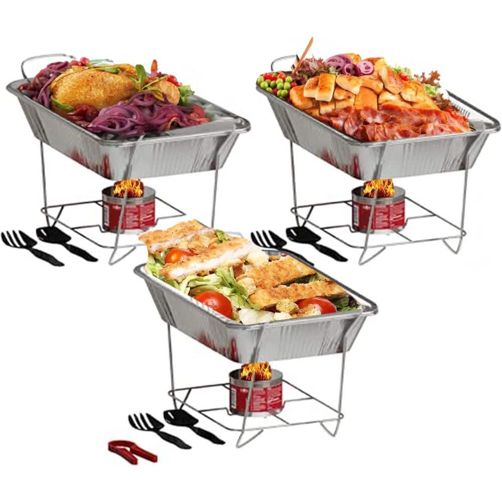 ALPHA Living 2.5 Qt. Half Size Pans Disposable Aluminum Chafing Dishes ...