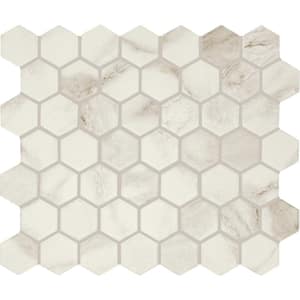 Daltile Perpetuo Timeless White 2-1/2 in. x 3 in. Glazed Ceramic Mosaic ...