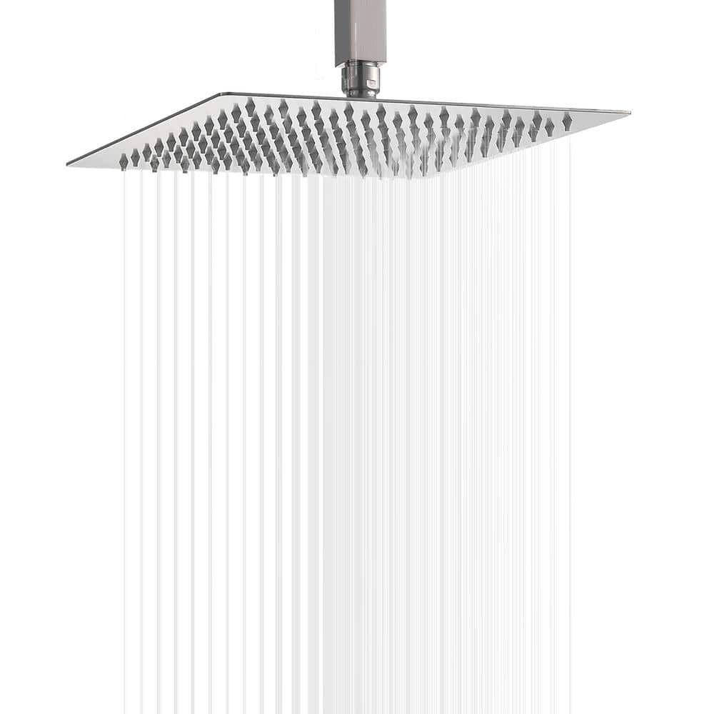 BWE 1-Spray Patterns 10 in. Single Wall Mount and Ceiling Mount Square ...