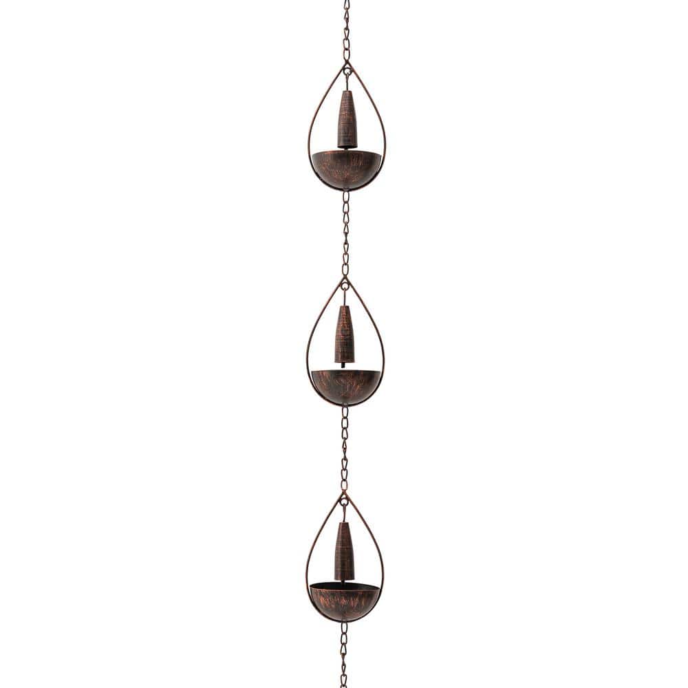 Glitzhome 8.5 ft. 10-Piece Faux Copper Bowl and Bell Shaped Rain Chain ...