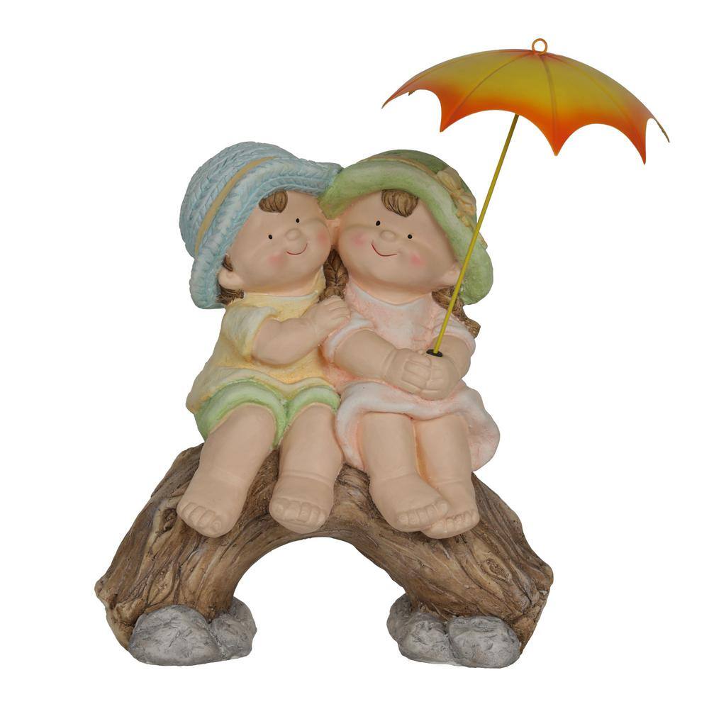 Alpine Corporation Boy and Girl With Umbrella Statue QWR1370 - The Home ...