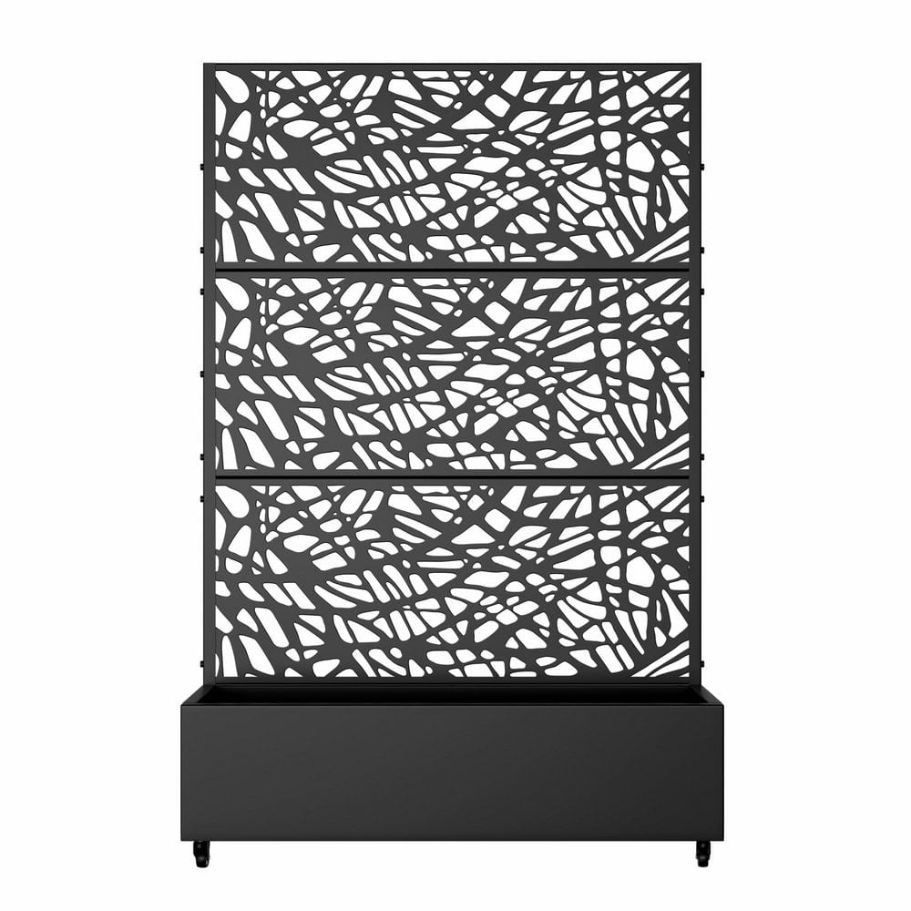 SpassWay 6 ft. H x 4 ft. W Metal Planter Box Privacy Screen Garden Bed ...